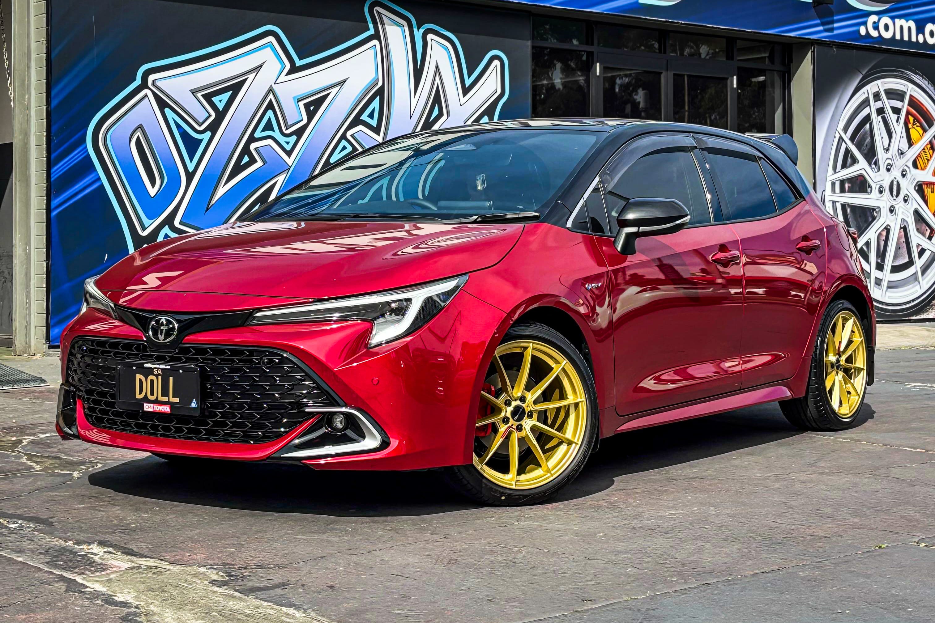 toyota corolla hussla zenki bright gold candy red accent wheel #22059