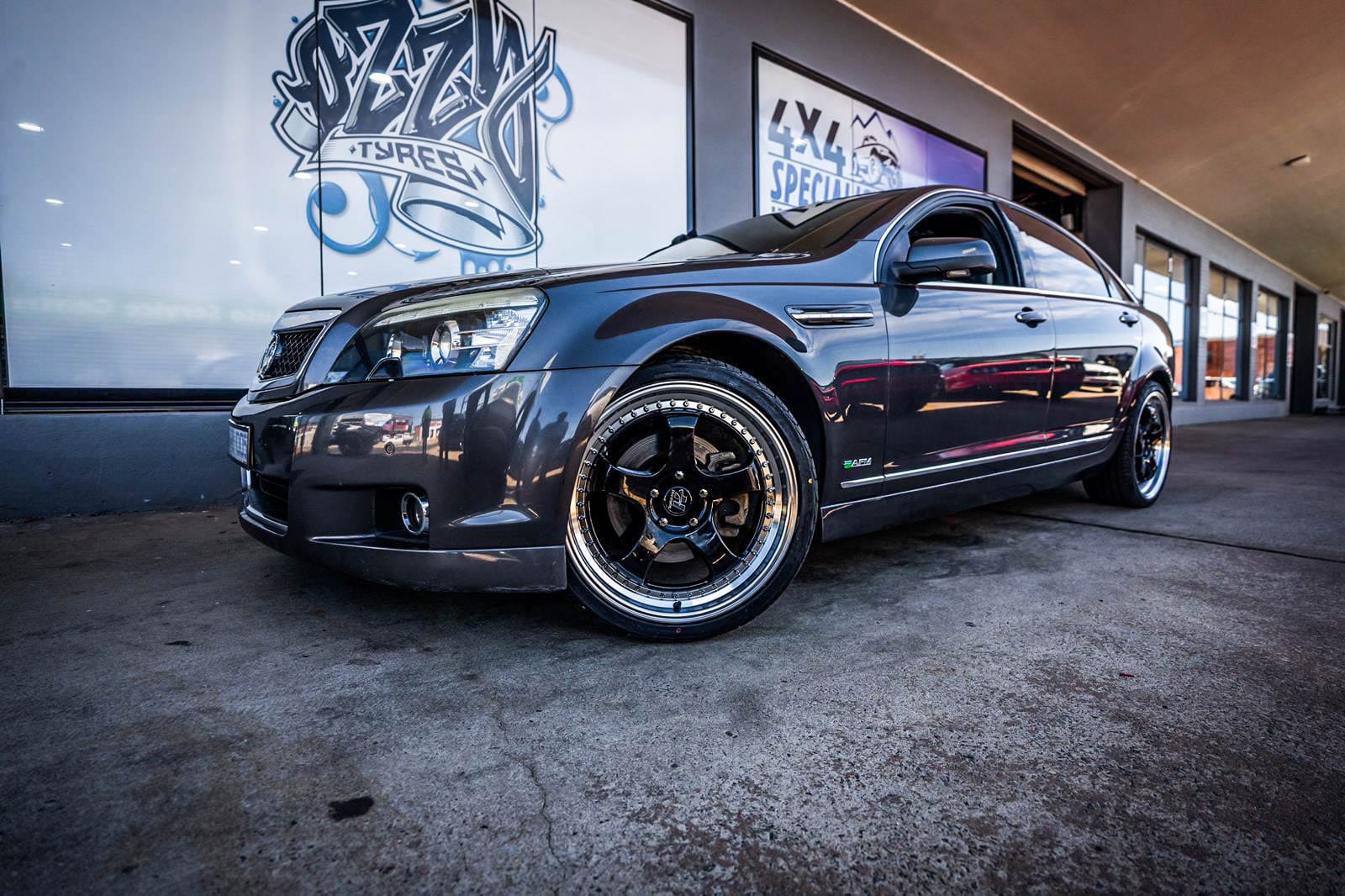 Holden caprice hussla zen gloss black chrome rivets machined lip #3520