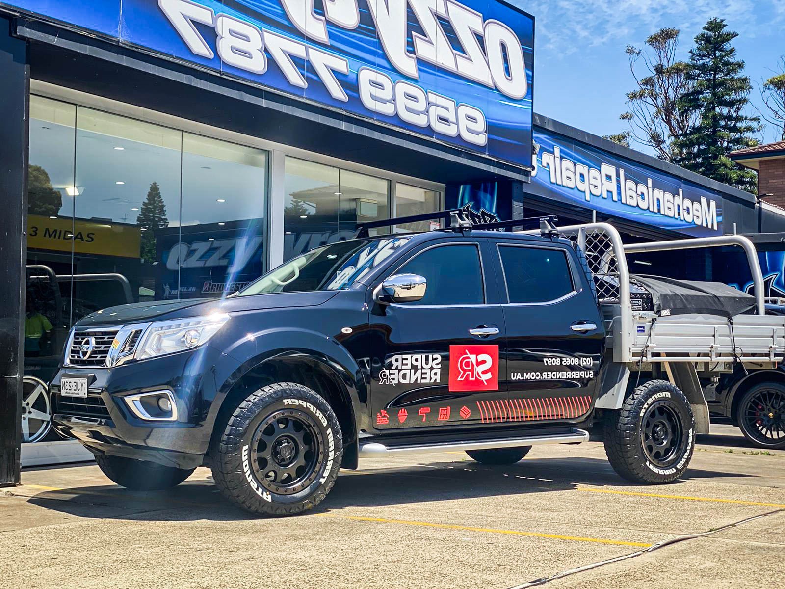 NISSAN NAVARA HUSSLA RAPTOR MATTE BLACK DARK TINT LIP BLACK BOLTS Wheel ...