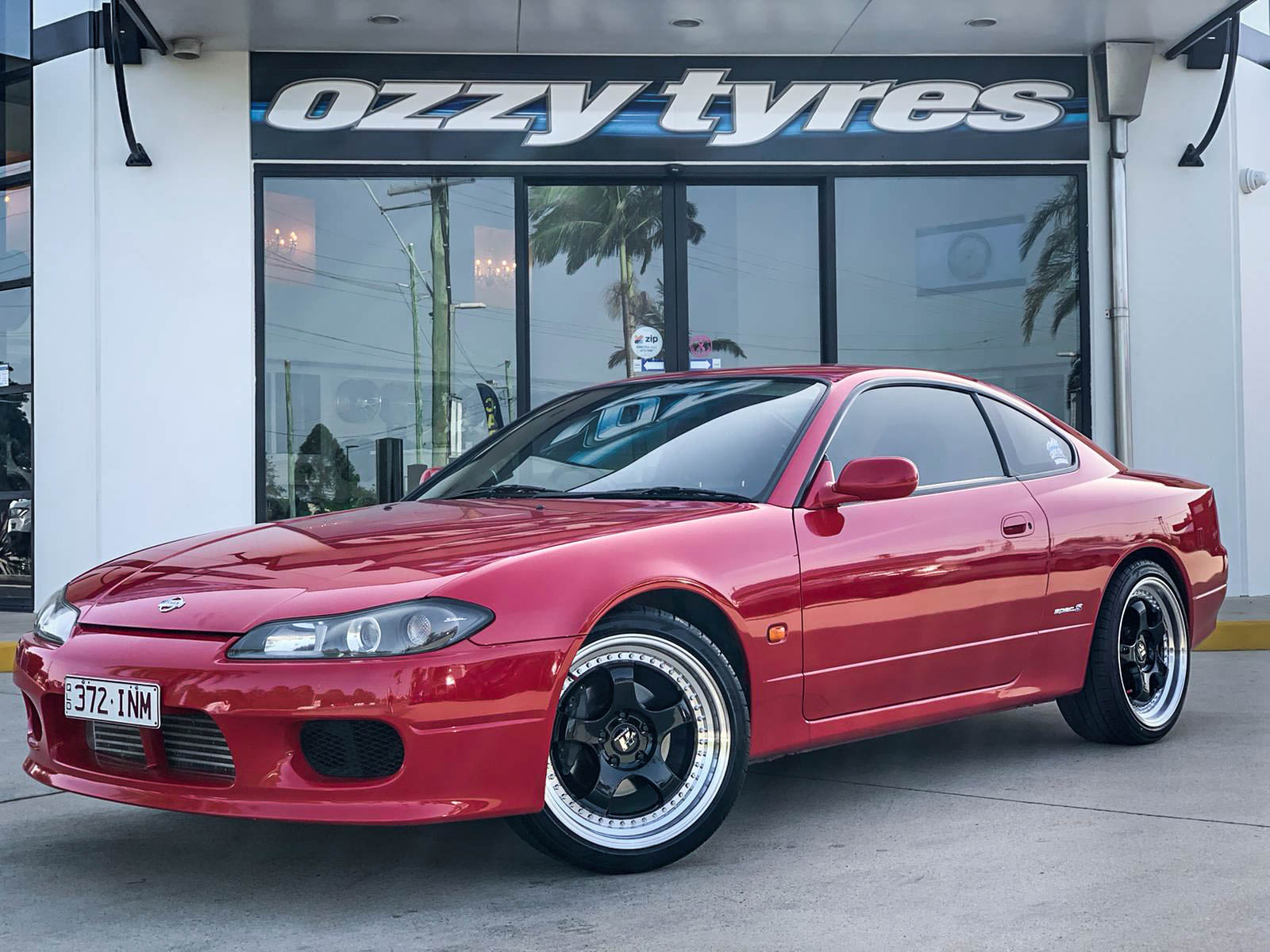 NISSAN 200SX HUSSLA ZEN GLOSS BLACK CHROME RIVETS MACHINED LIP #550