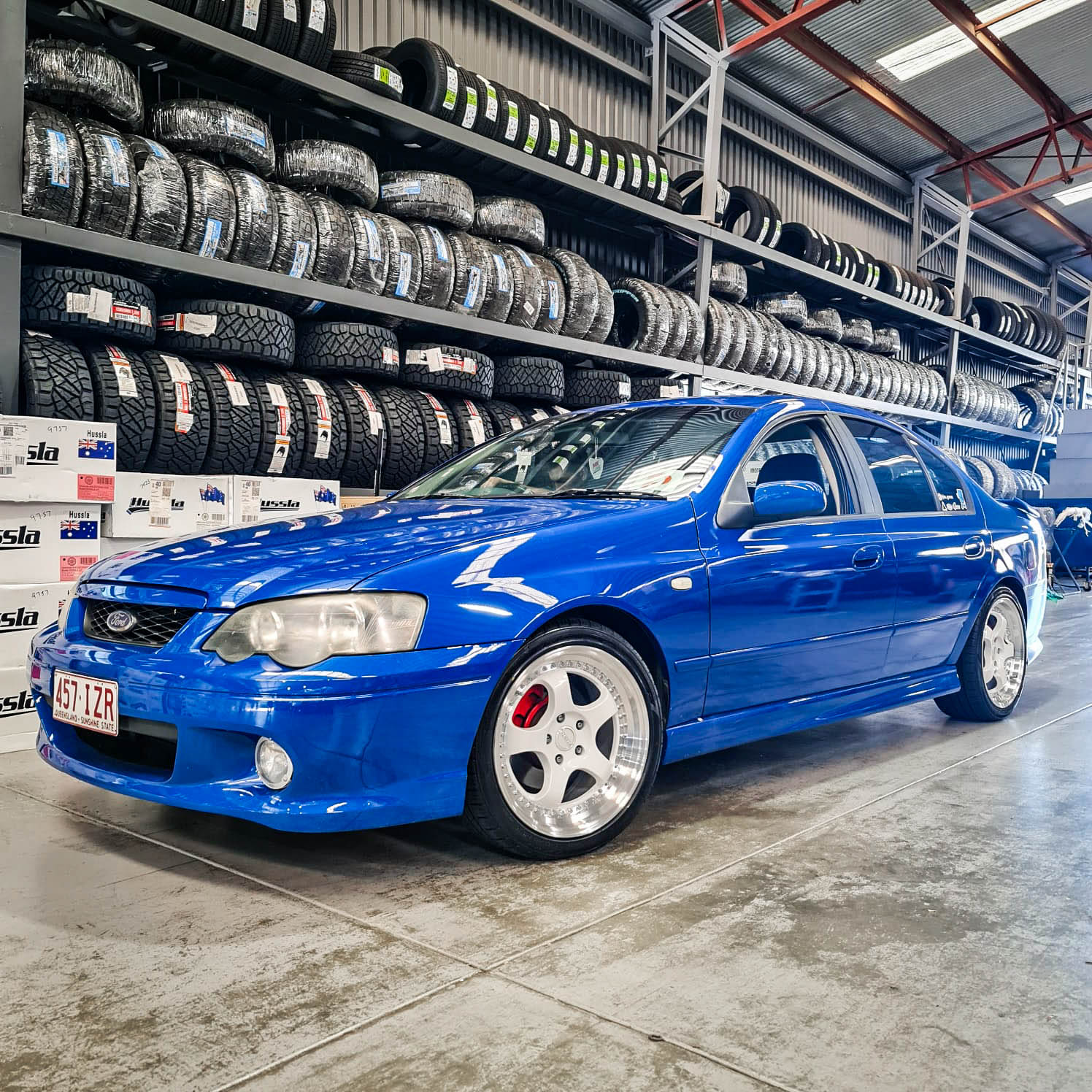 ford falcon hussla zen gloss white polished lip wheel #6206