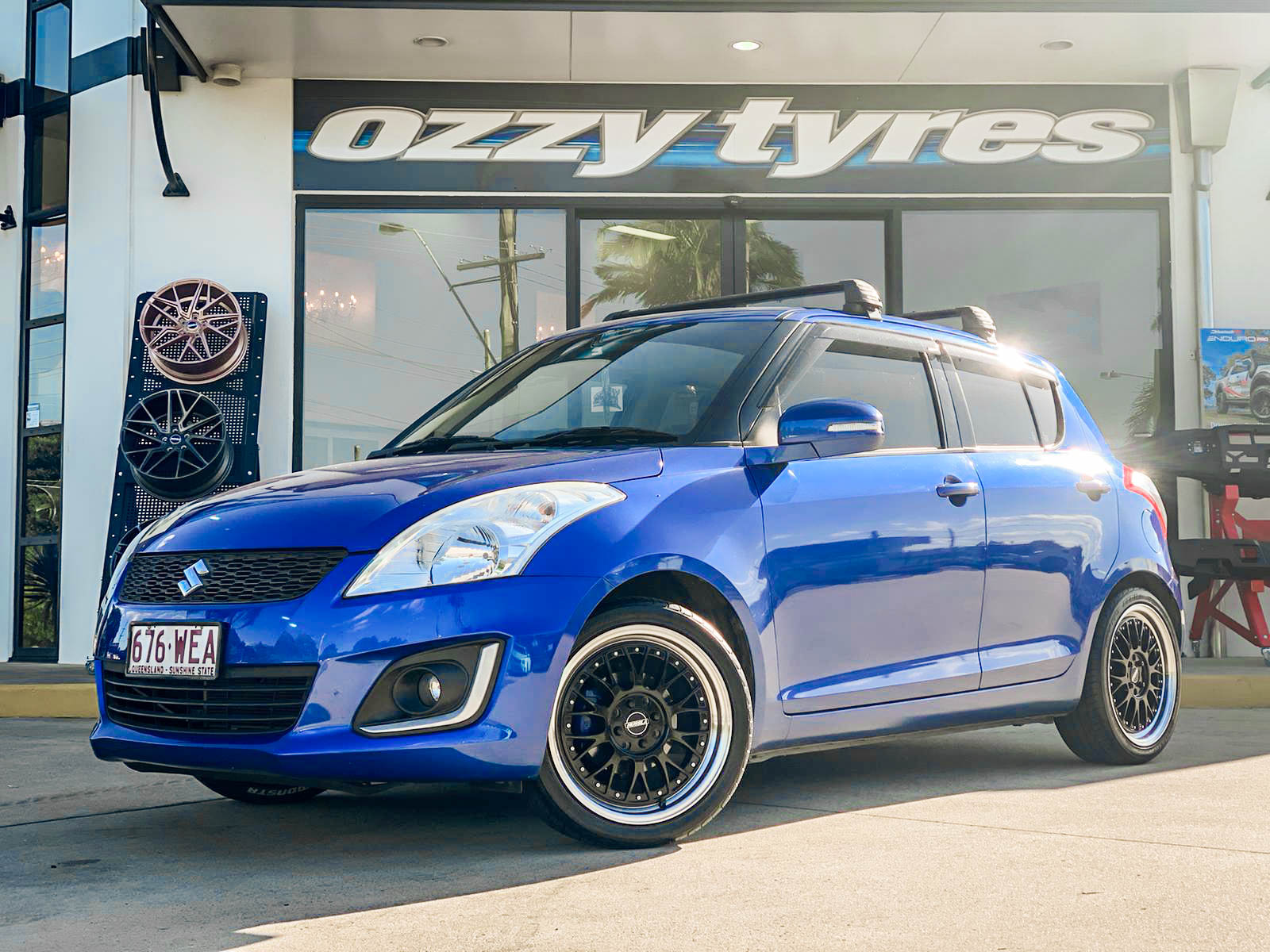 SUZUKI SWIFT HUSSLA 021 GLOSS BLACK MACHINED LIP Wheel #6447