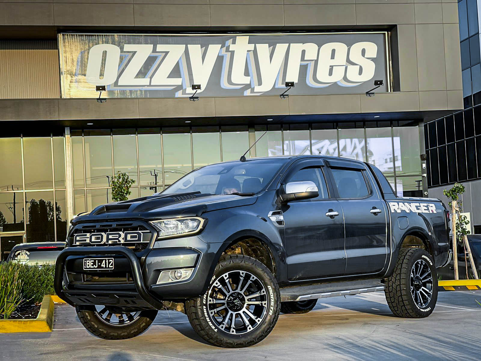 FORD RANGER HUSSLA AMBUSH GLOSS BLACK DARK TINT FACE Wheel #6696