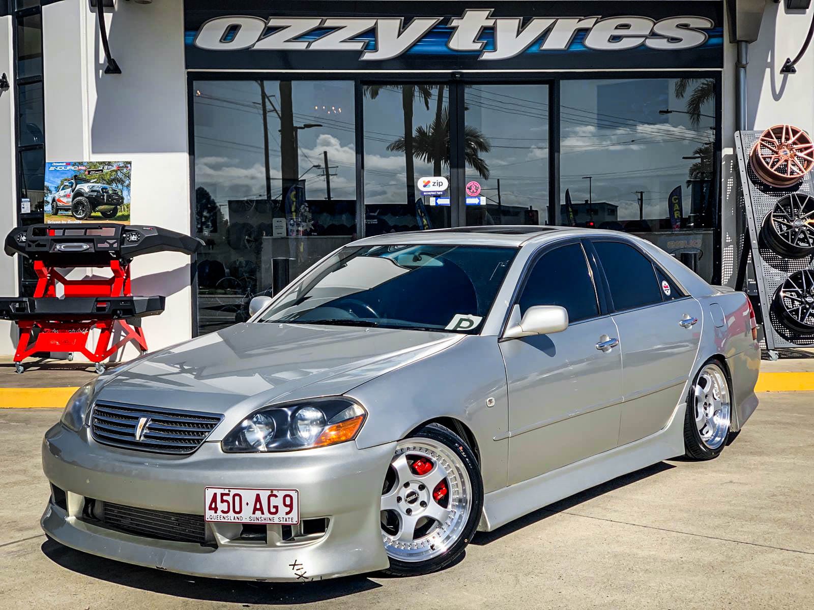 TOYOTA MARK II HUSSLA ZEN BRIGHT SILVER POLISHED LIP Wheel #6804