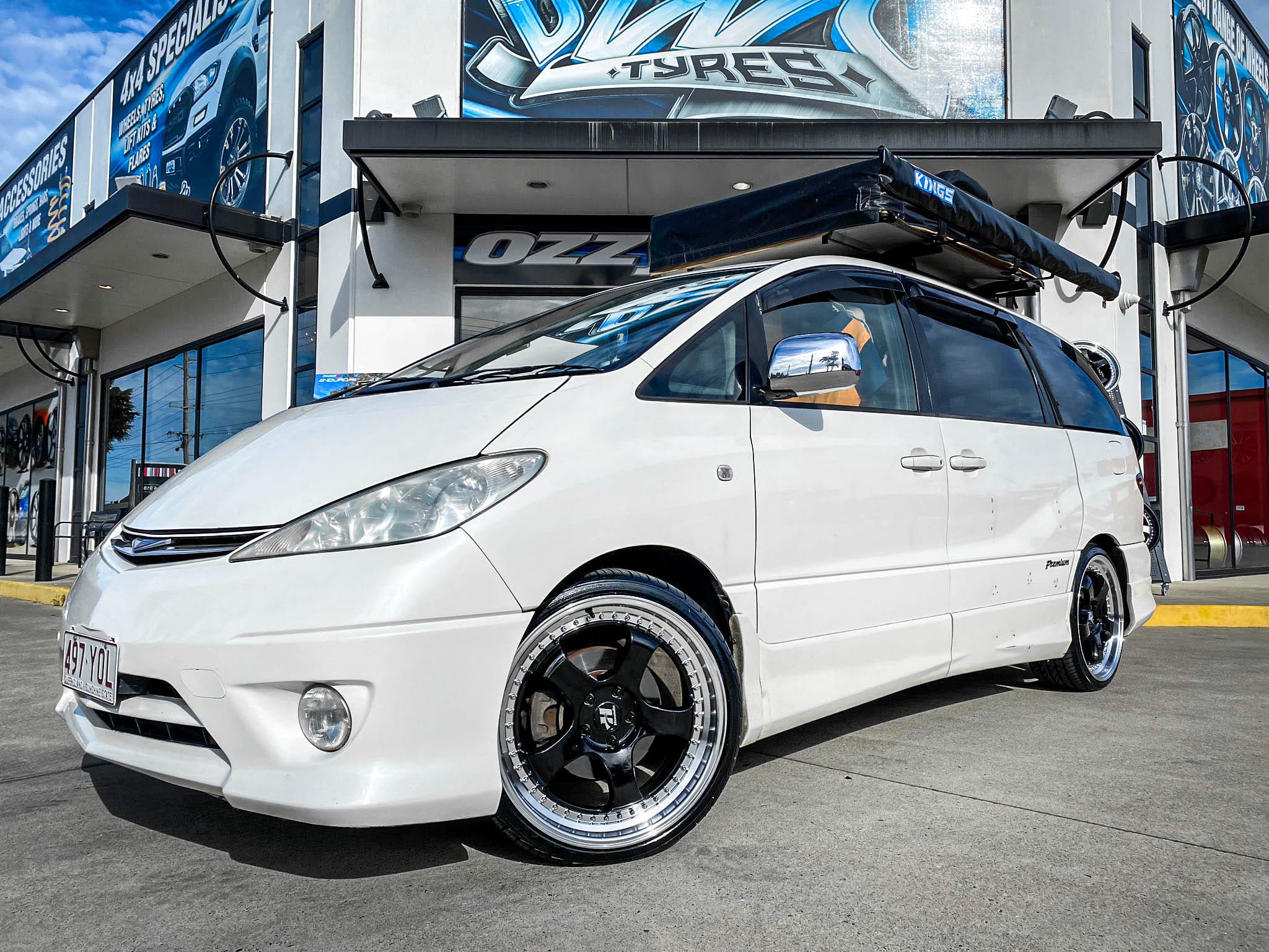 toyota estima hussla zen gloss black chrome rivets machined lip wheel #7510