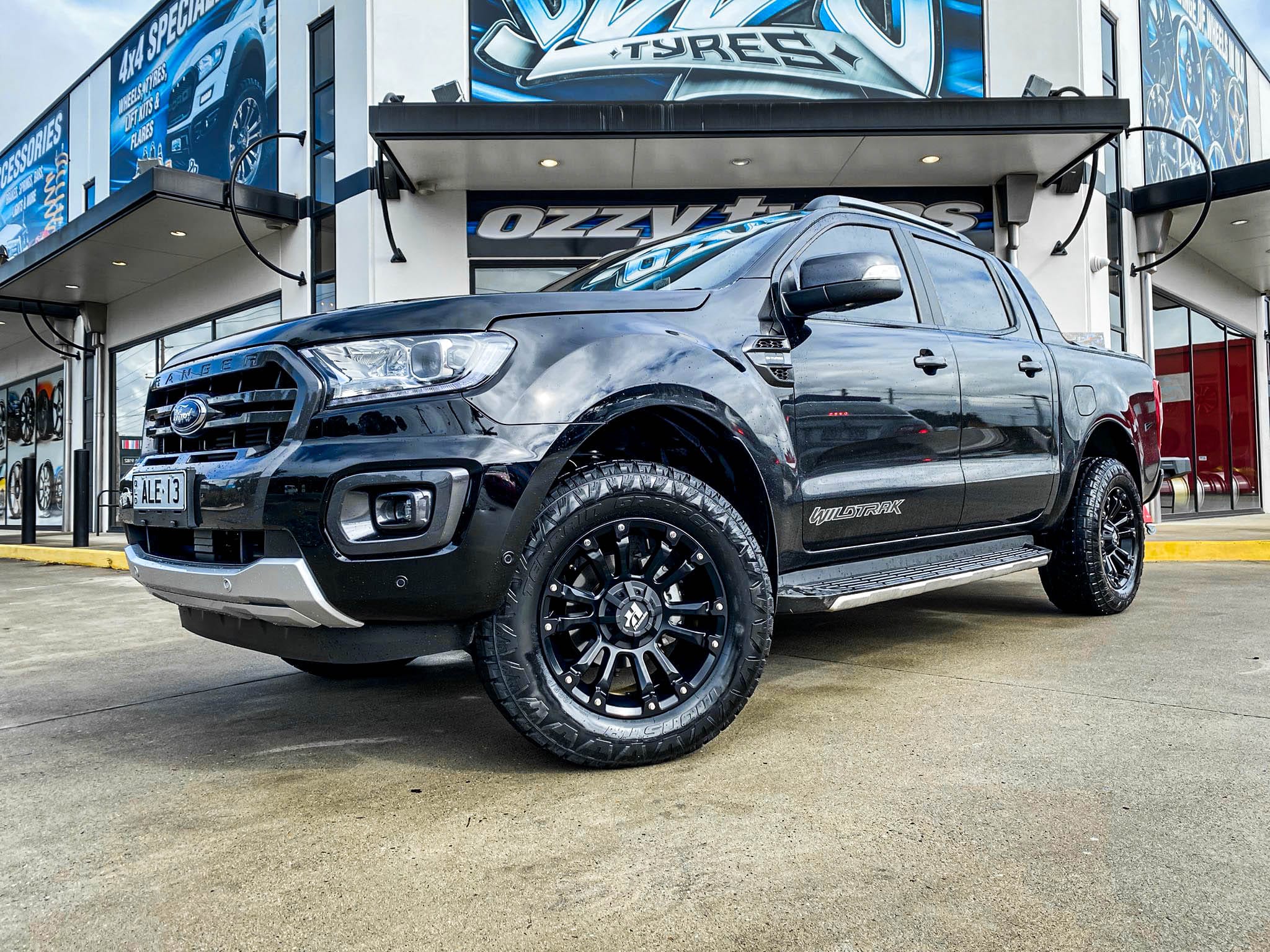 ford ranger hussla ambush matte black wheel #8768