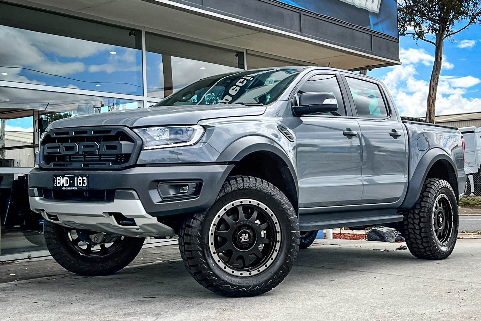 FORD RANGER HUSSLA RAPTOR MATTE BLACK DARK TINT LIP BLACK BOLTS Wheel #9978